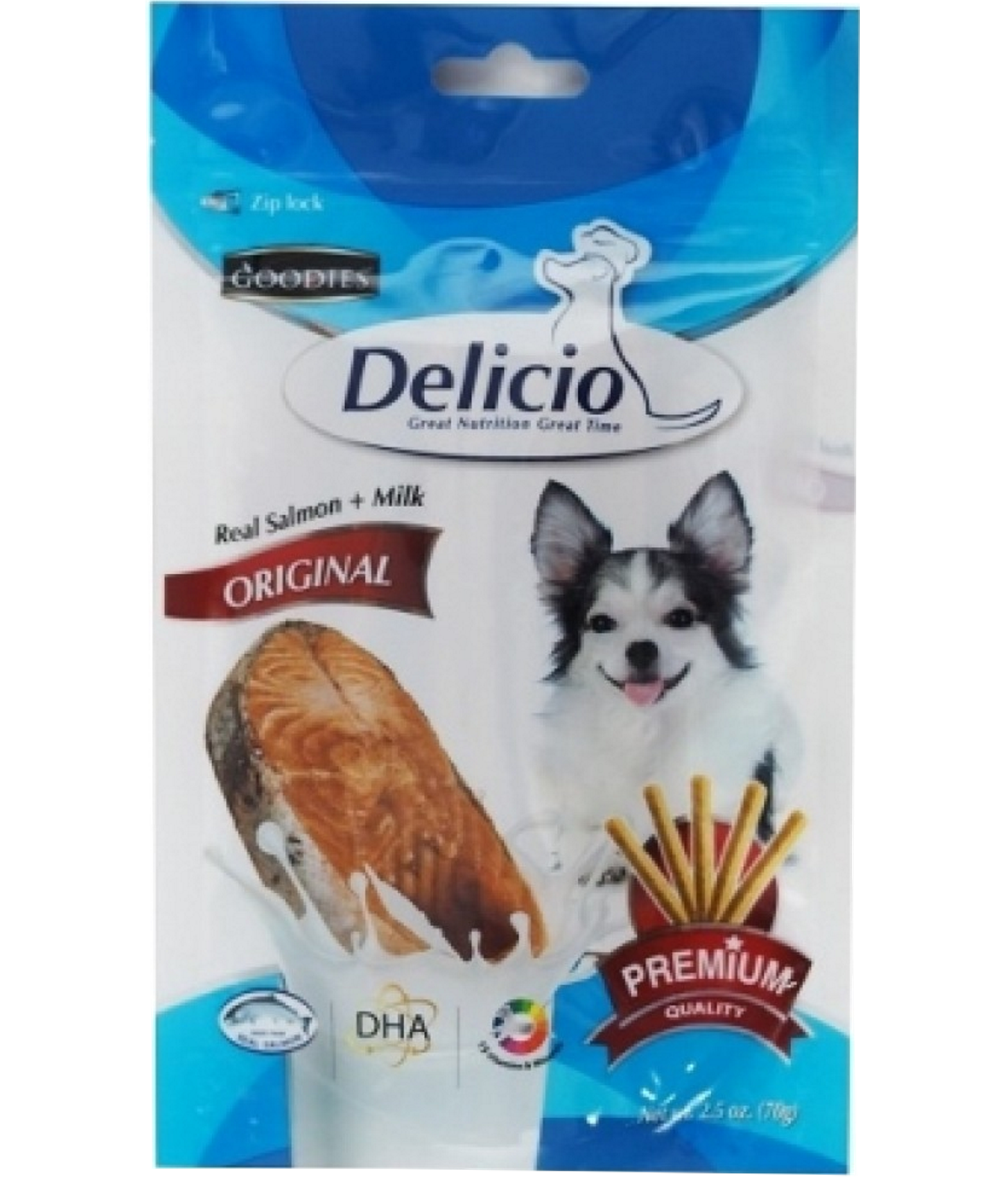 Delicio Dog Snack Real Salmon and Milk Premium Quality 70gm ...