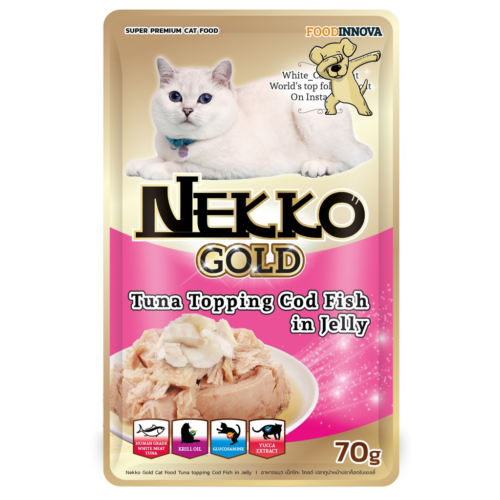 Nekko Gold Pouch Premium Wet Cat Food Tuna Topping Cod Fish In Jelly ...